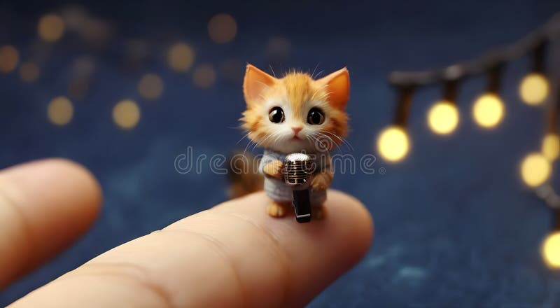 Small and Funny Micro Kitten, Meme-ready Imagery, Cat on Finger Stock ...