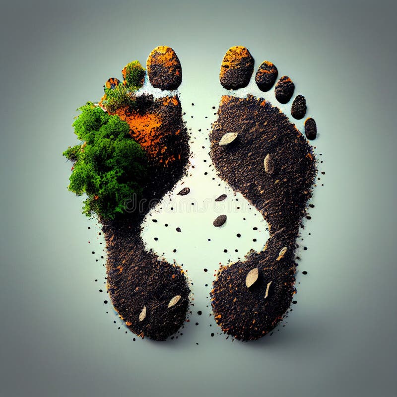 AI-generated Illustration of Feet Forms with Soil and Vegetation. Stock ...