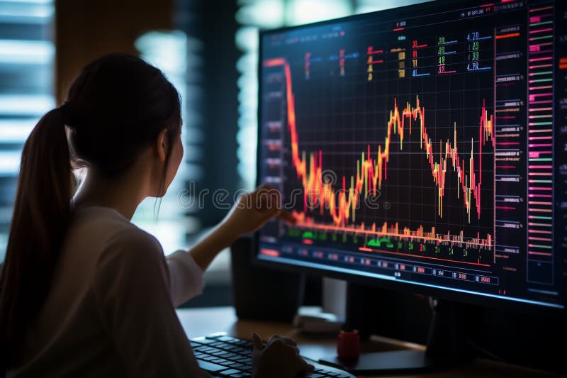 AI Generated Illustration of a Female Examining a Series of Graphs ...