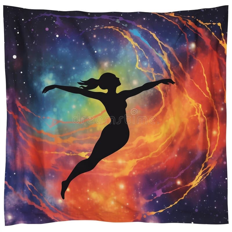 AI Generated Illustration of a Female Figure Soaring through a Vibrant ...