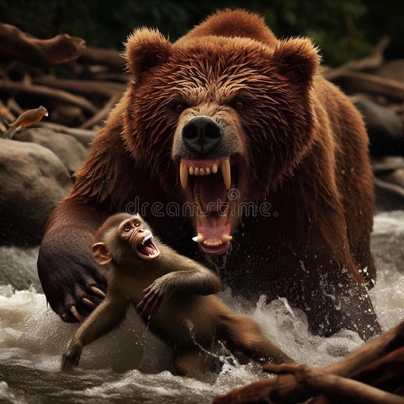 AI Generated Illustration of a Ferocious Predator Bear Attacking a ...