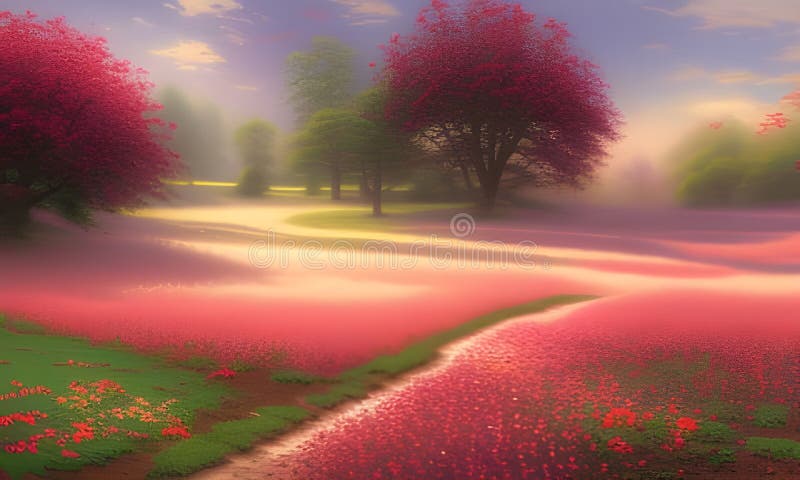 Illustration of Fields with Spring Flowers Stock Illustration ...