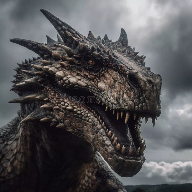 AI Generated Illustration of a Fierce Dragon Baring Its Teeth, Ready ...