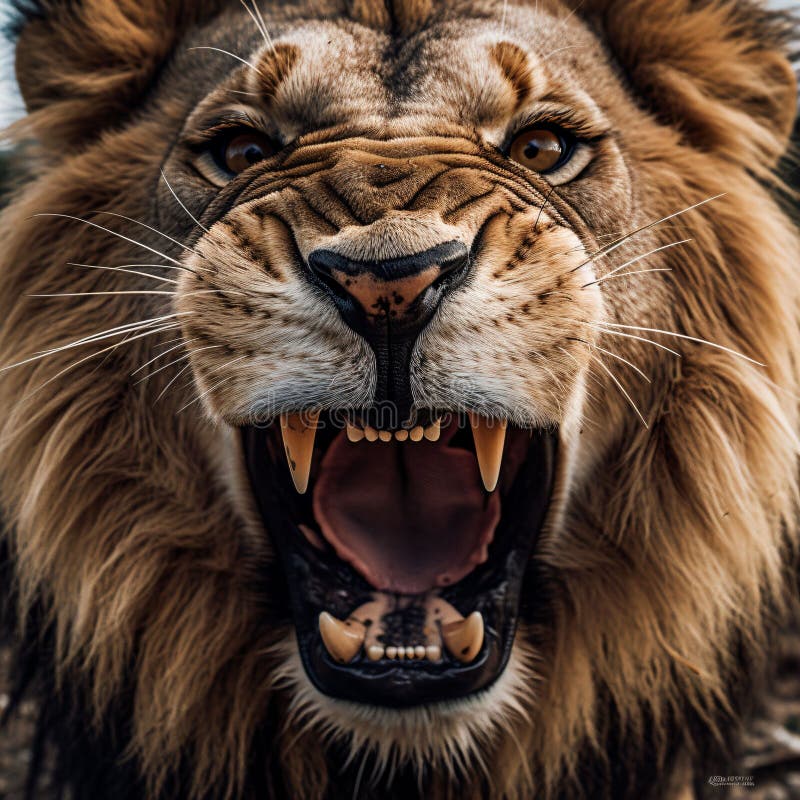 AI Generated Illustration of a Fierce Lion Looking at the Camera ...