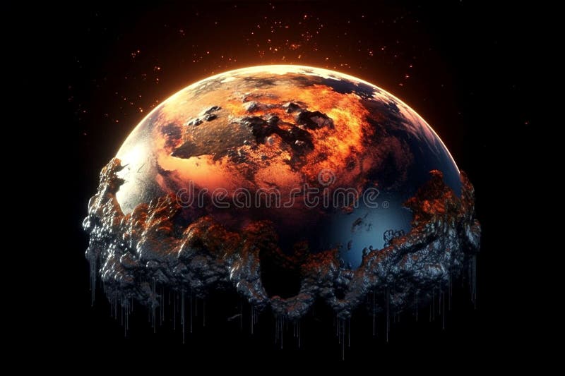 AI Generated Illustration of a Fiery Explosion Erupting from the Earth ...