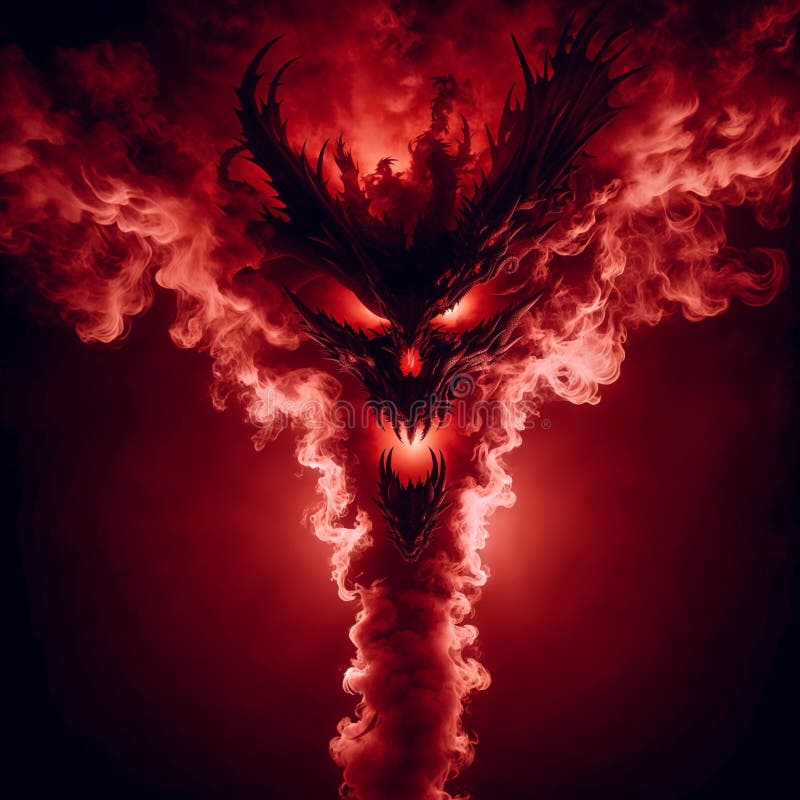 AI Generated Illustration of Fiery Red Demon Exhaling Flames Stock ...