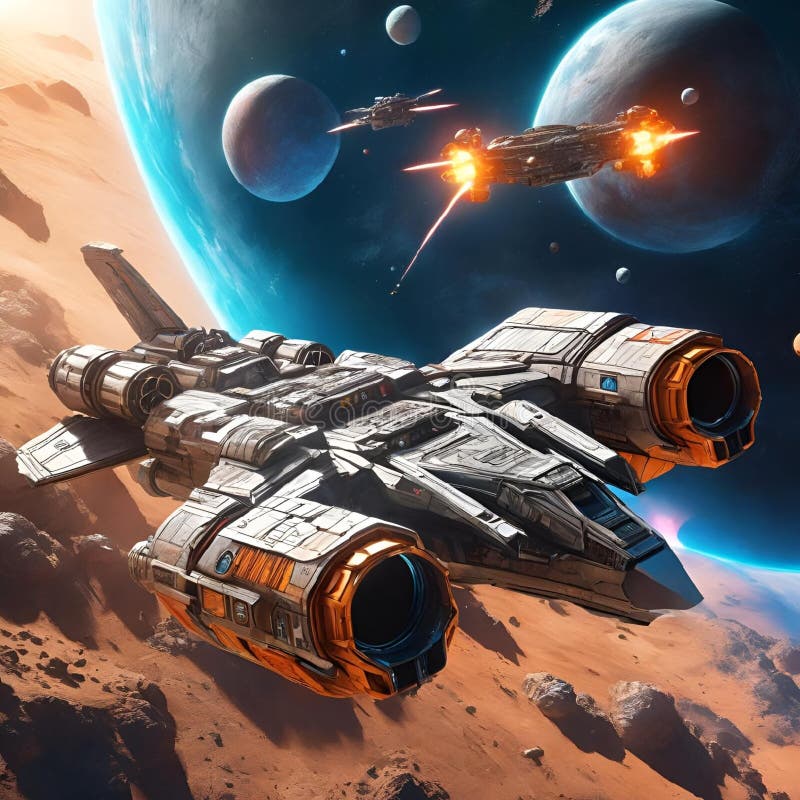 The Fighter Aircraft is Flying Over the Planets and Planets in the ...