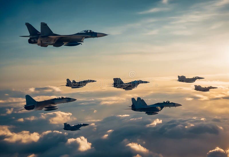 AI Generated Illustration of Fighter Planes in Flight Stock Photo ...