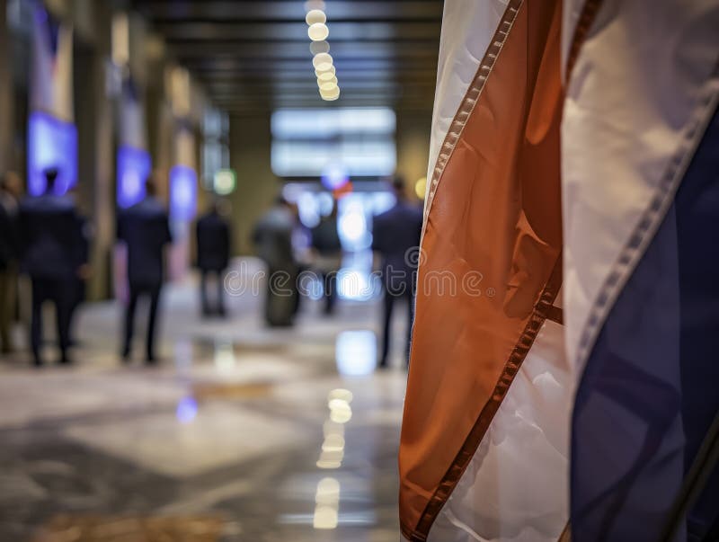 AI Generated Illustration of Flags Lined Up at a UN-style Conference ...