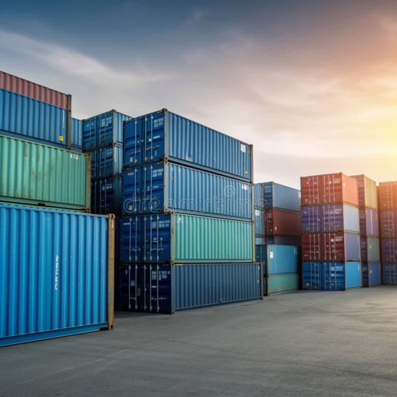 AI Generated Illustration of a Fleet of Cargo Containers Stock ...