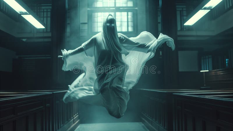 AI Generated Illustration of a Floating Ghost with Glowing Eyes Stock ...