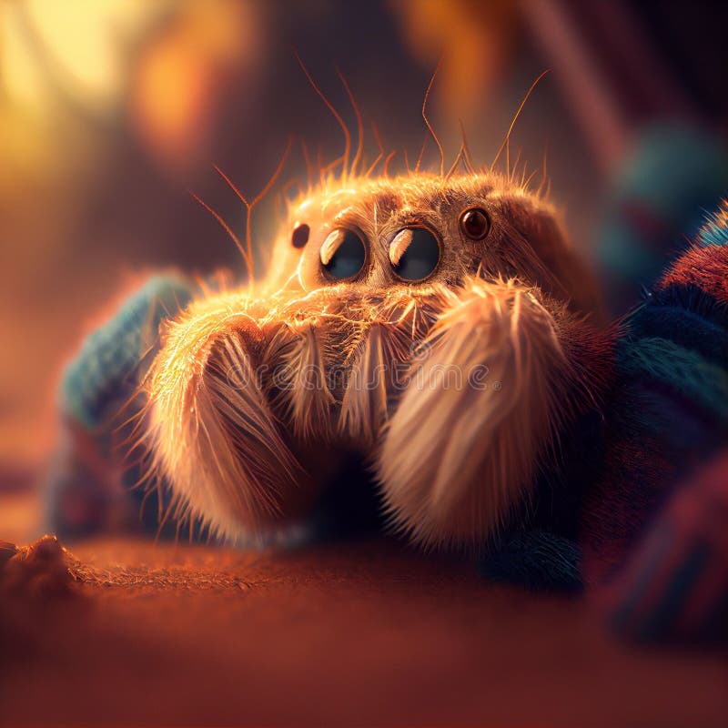 AI Generated Illustration of a Fluffy Mini Spider Stock Illustration ...