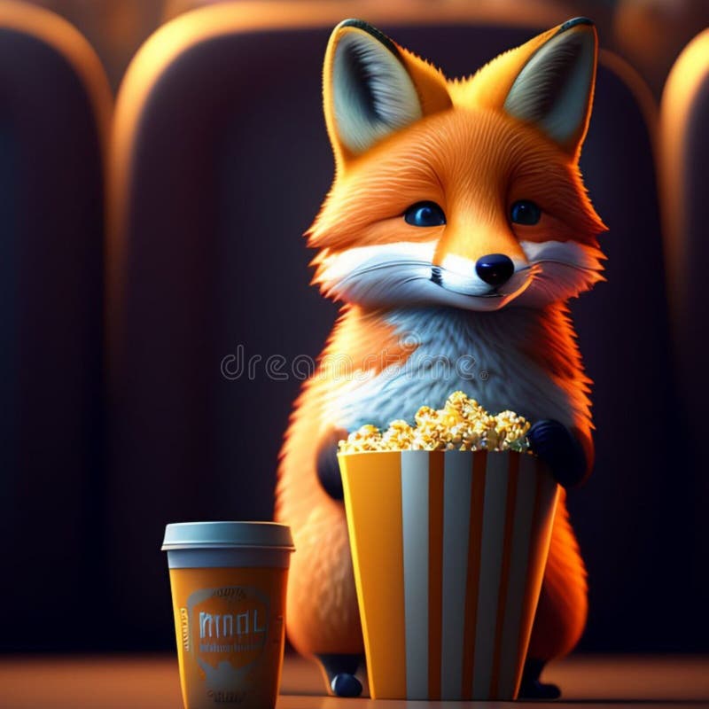 AI Generated Illustration of a Fluffy Red Fox with a Cup of Hot Coffee ...