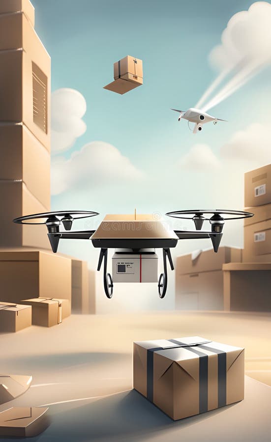 AI Generated Illustration of a Drone Delivering a Parcel Stock ...