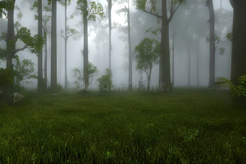 AI Generated Illustration of a Forest Covered in Greenery Stock ...