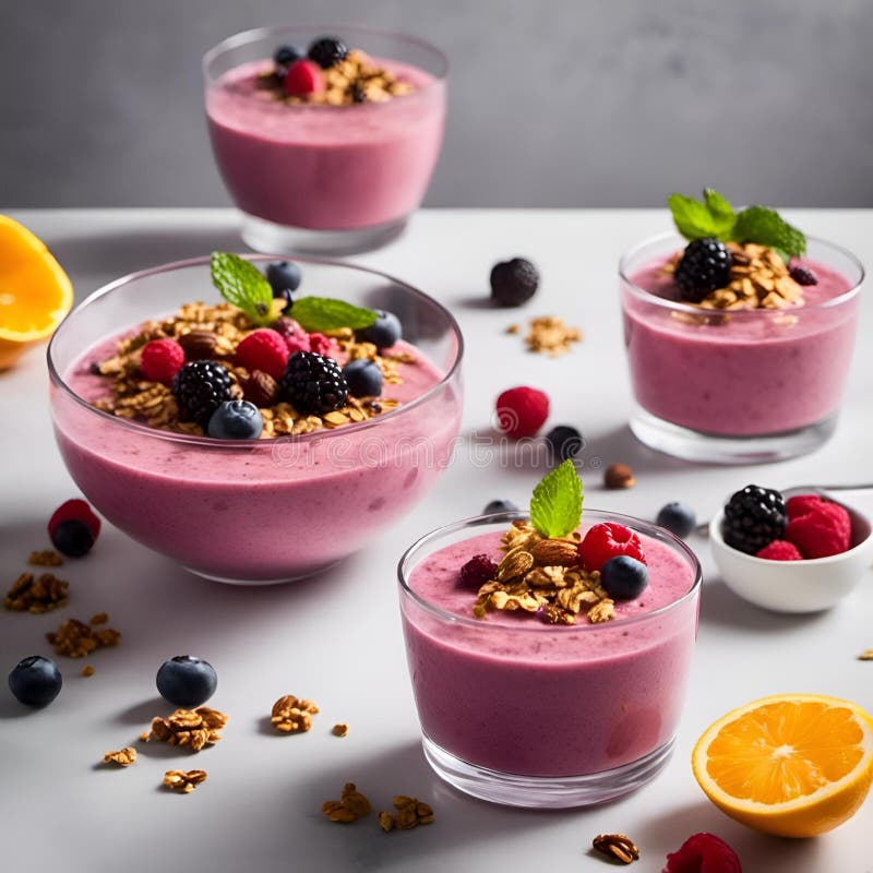 A Group of Four Glasses Filled with Different Kinds of Smoothie Stock ...