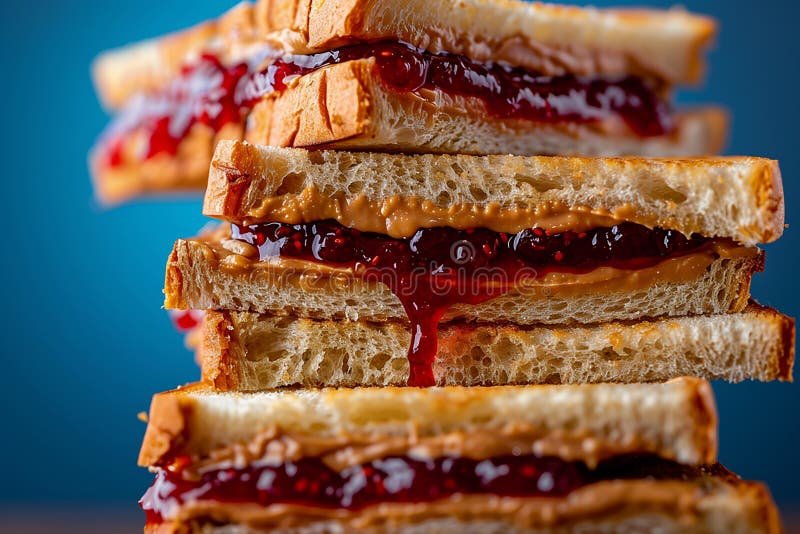 A Stack of Four Slices of Bread with Jelly on Top Stock Photo - Image ...