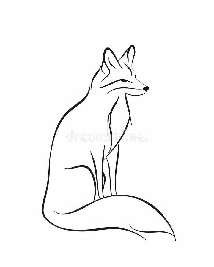 Ai Generated Illustration Of A Fox Line Art Stock Illustration