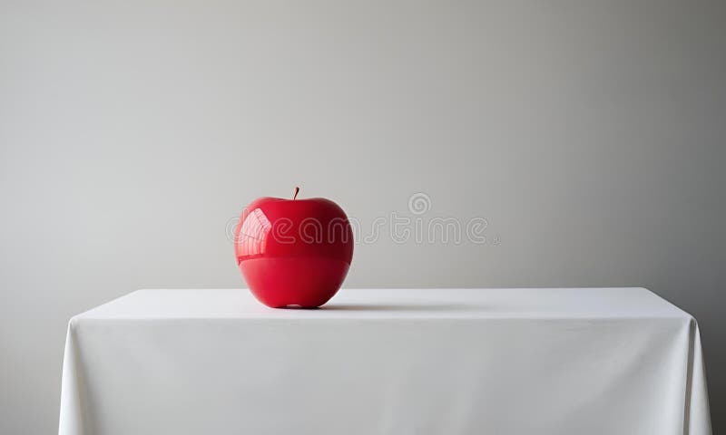 AI Generated Illustration of a Fresh Apple on a White Tablecloth Stock ...