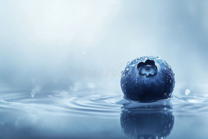 AI-generated Illustration of a Fresh Blueberry with Water Droplets in ...