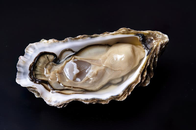 AI Generated Illustration of a Fresh Open Oyster Shell Displayed in a ...