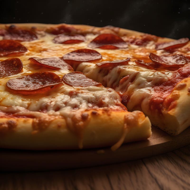 AI Generated Illustration of a Freshly-baked Pepperoni Pizza on a Pan ...