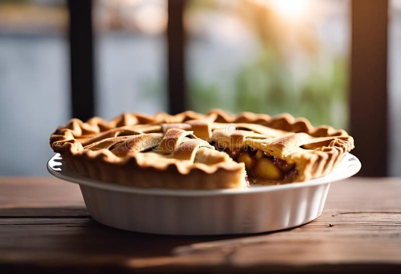 AI Generated Illustration of a Freshly Baked Pie on a Table in a Sun ...