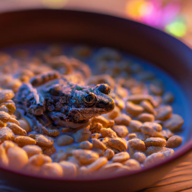 AI Generated Illustration of a Frog in a Bowl of Wet Peanuts Stock ...