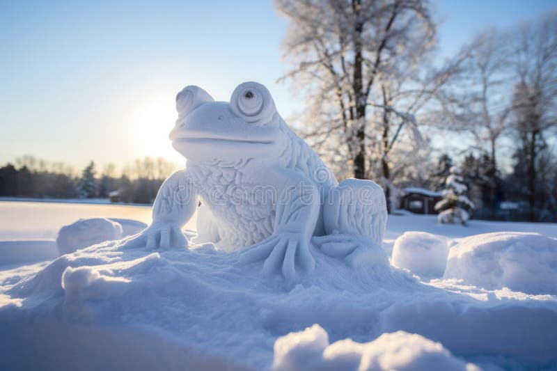 AI Generated Illustration of a Frog Made of Snow Stock Image - Image of ...