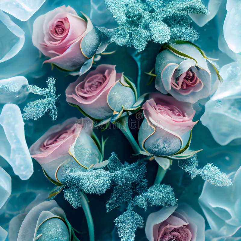 AI Generated Illustration of Frosted Roses Stock Illustration ...