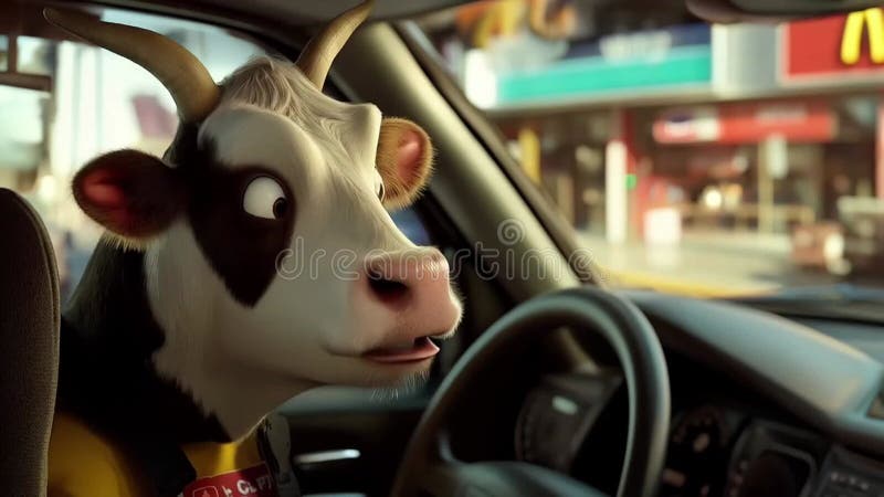 Ai-generated Illustration of a a Funny Driver Cow Talking in Surprised ...