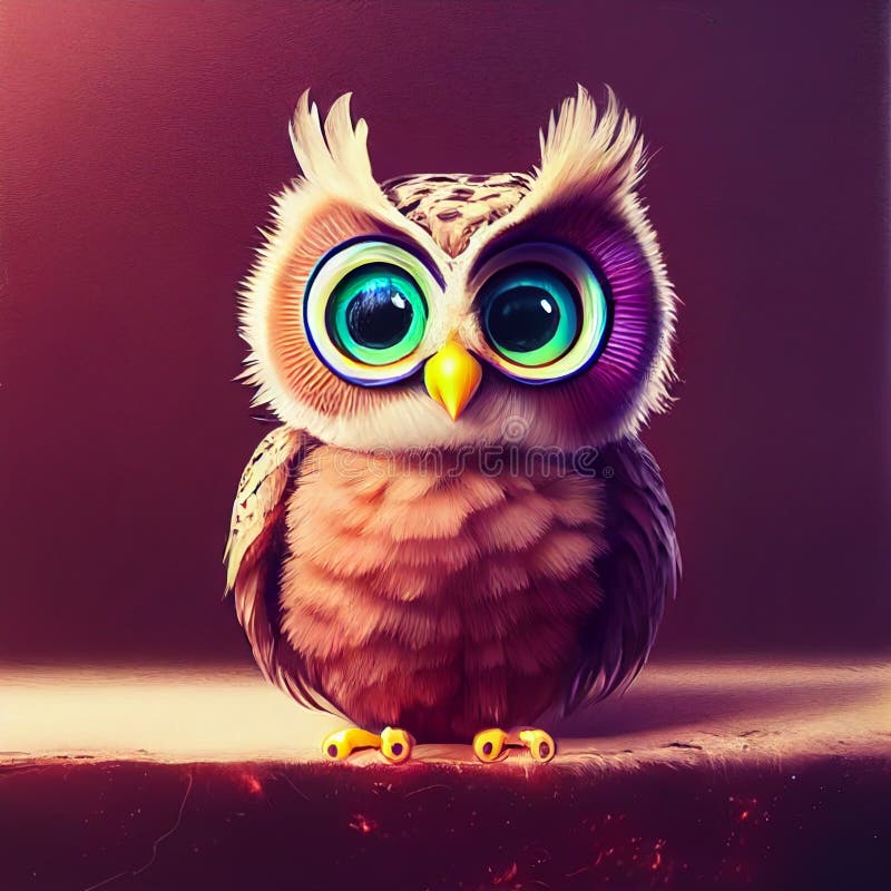 AI Generated Illustration of a Funny Owl Stock Illustration ...