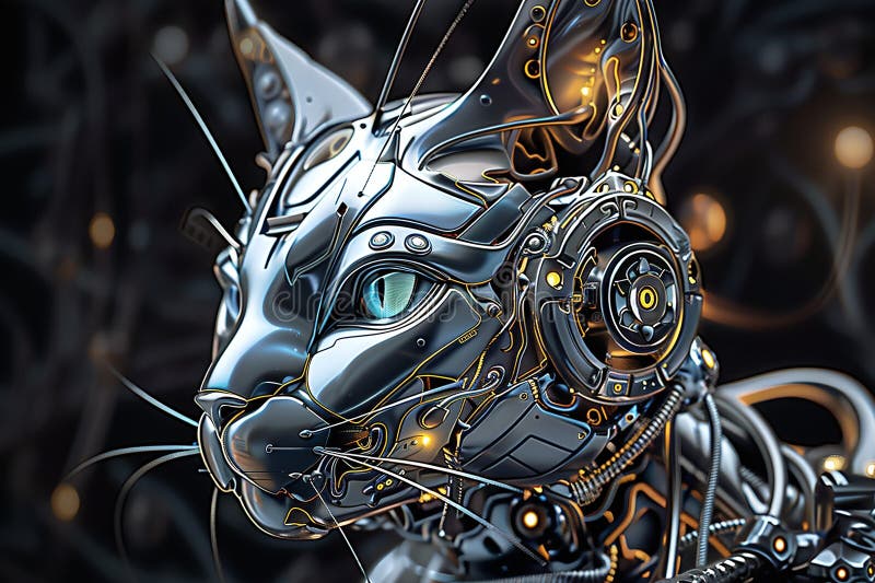 AI Generated Illustration of a Futuristic Cat Robot in Stylish Attire ...