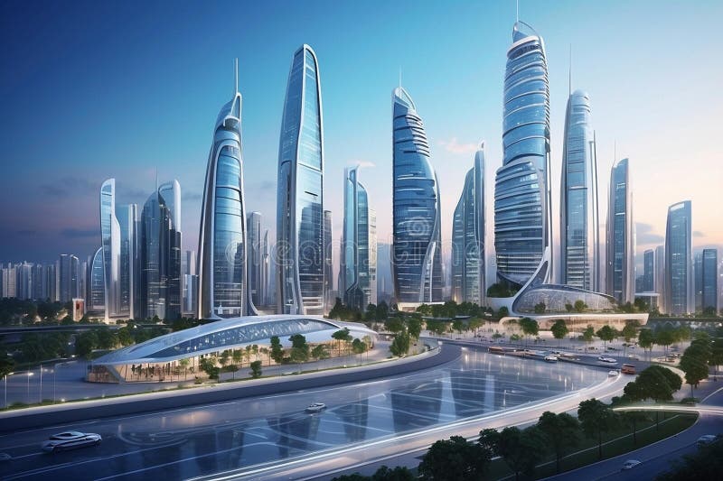 AI-generated Illustration of a Futuristic City with Multiple ...