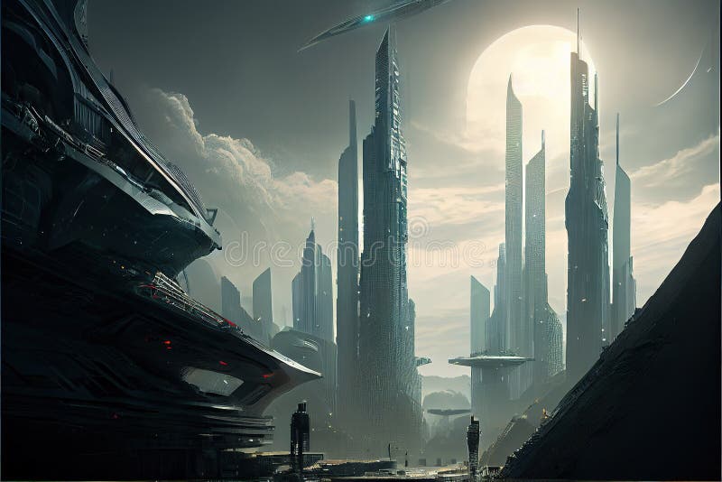 AI-generated Illustration of a Futuristic Cityscape with a Background ...