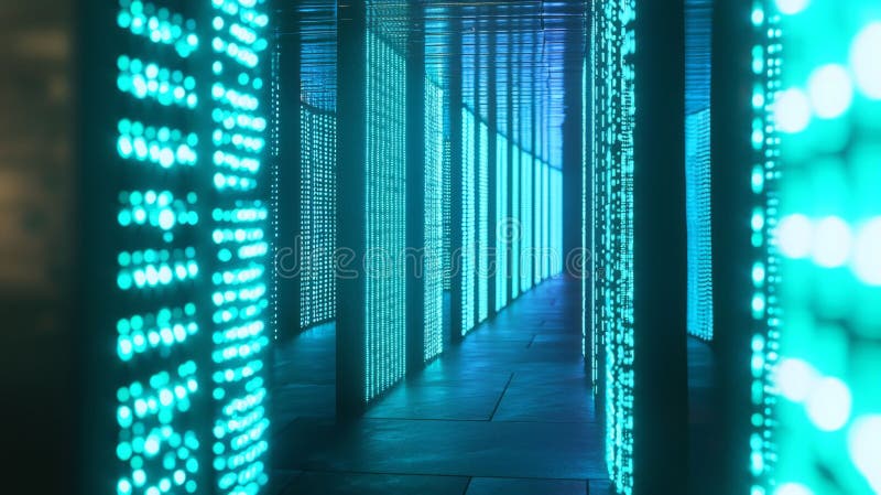 AI-generated Illustration of a Futuristic Data Center Corridor with ...