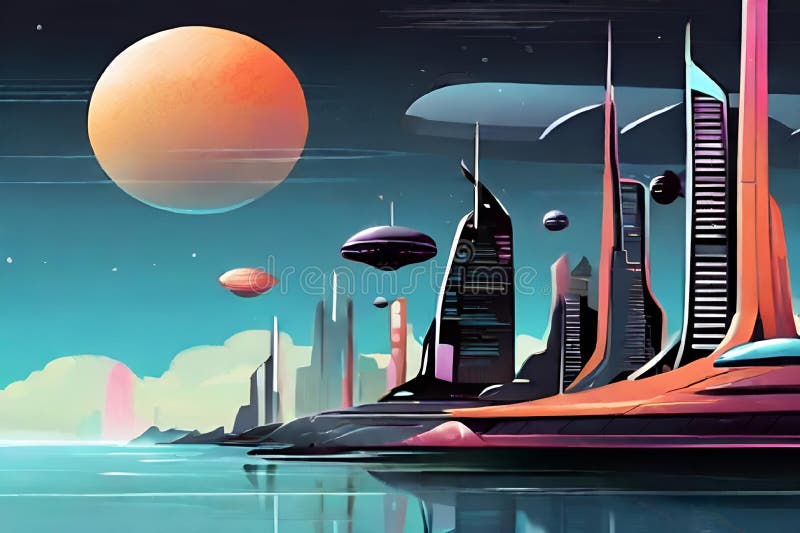 An Sci - Fiction Style Digital Artwork of an Alien City Stock ...