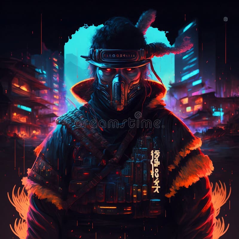 AI Generated Illustration of a Futuristic Evil Ninja Warrior with ...