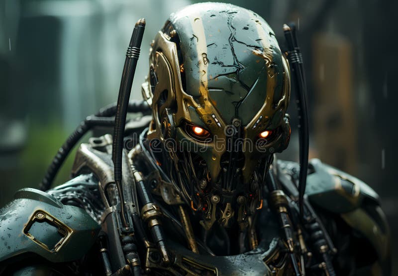 AI Generated Illustration of a Futuristic Evil Robot Stock Illustration ...