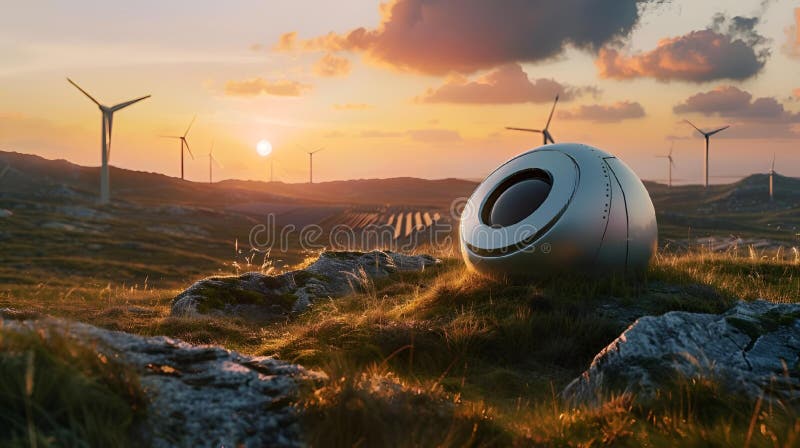 A Futuristic Image Featuring a Cutting-edge, Wind-powered Generator ...