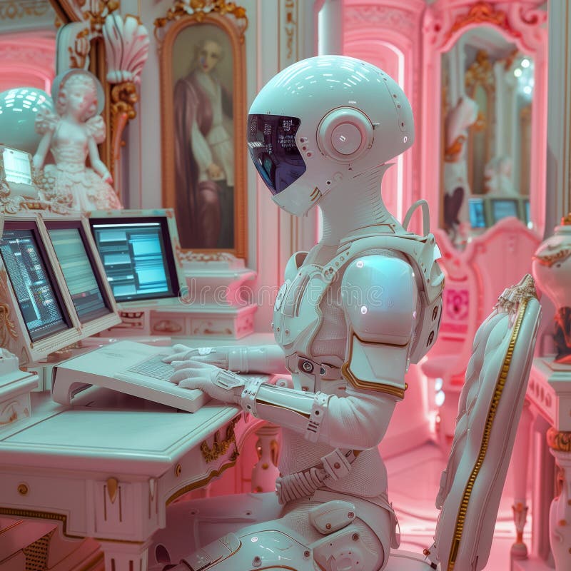 AI-generated Image: "Robot in a Victorian Study." Stock Photo - Image ...