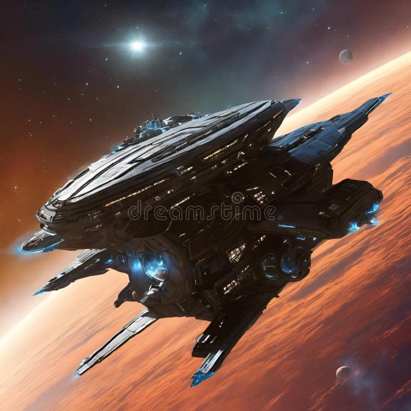 AI Generated Illustration of a Futuristic Spaceship in Deep Space in ...