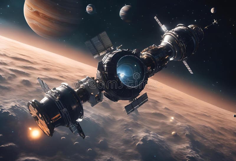 An Image of a Sci - Fi Spaceship Flying through Space Stock ...