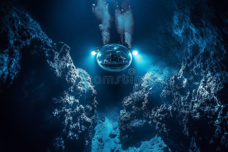 AI-generated Illustration of a Futuristic Submarine Exploring a Deep ...