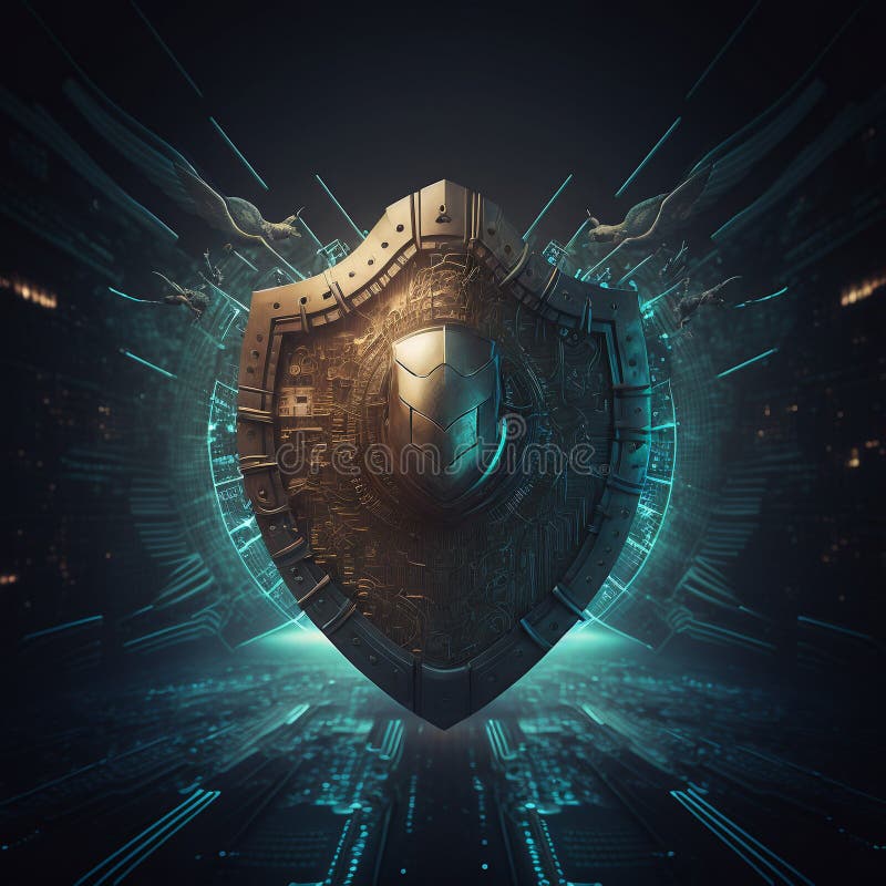 AI Generated Illustration of a Futuristic Technological Shield ...