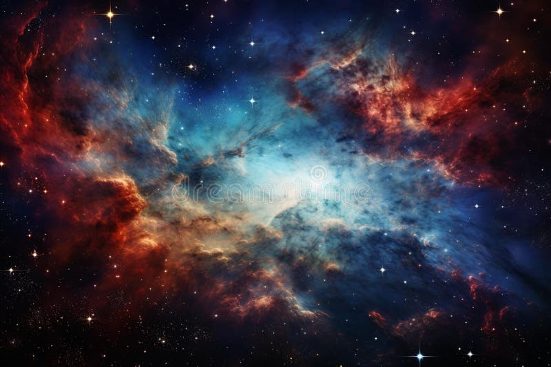 AI Generated Illustration of a Galactic Nebula with Bright Stars Stock ...