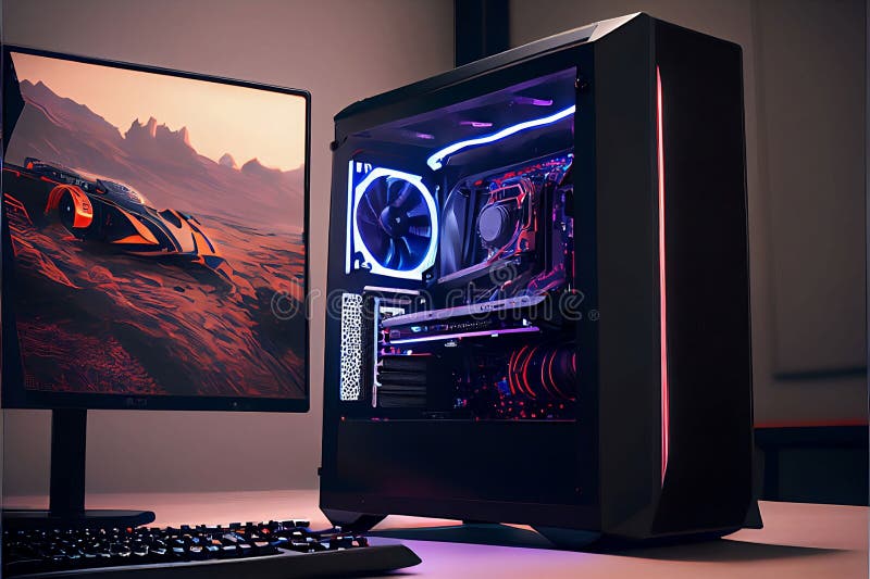 AI-generated Illustration of a Gaming PC in a Room Stock Illustration ...