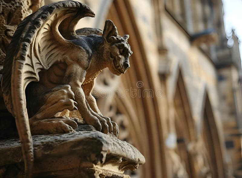 AI Generated Illustration of a Gargoyle Sculpture Perched on a Gothic ...