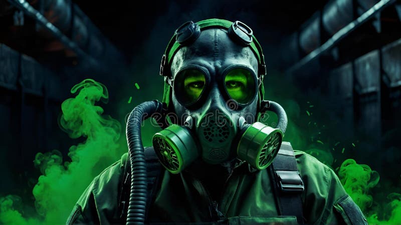 AI Generated Illustration of a Gas Mask Man Stock Illustration ...