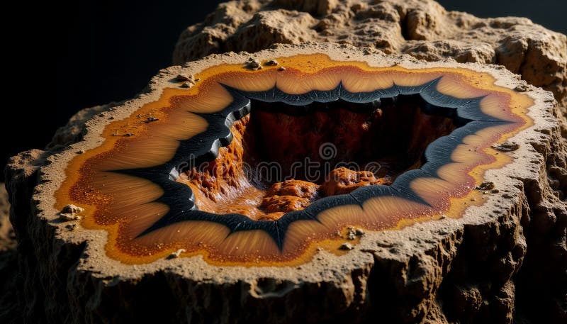 AI-generated Illustration of a Geode with Vibrant Orange and Black ...